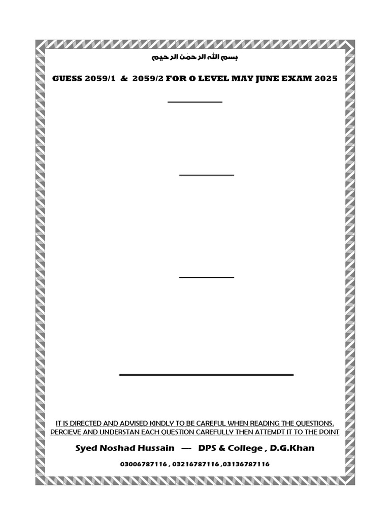 Guess 2059 CIE Exam May June 2025 | PDF