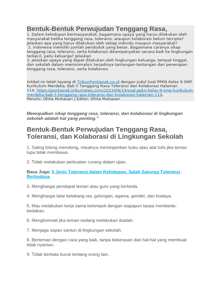 Bentuk Perwujudan Tenggang Ras | PDF