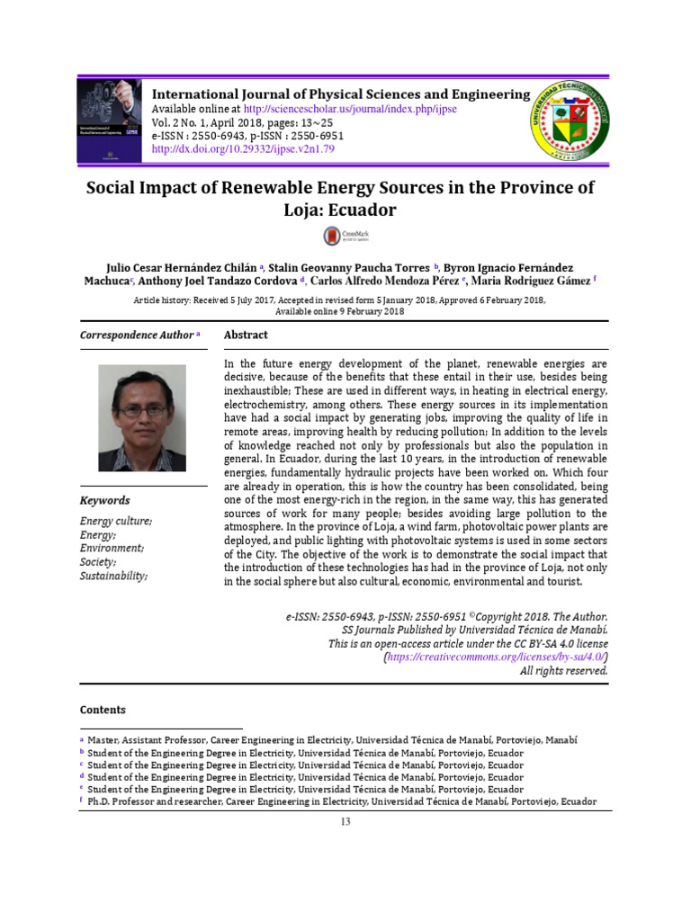Social Impact of Renewable Energy Source | PDF | Renewable Energy ...