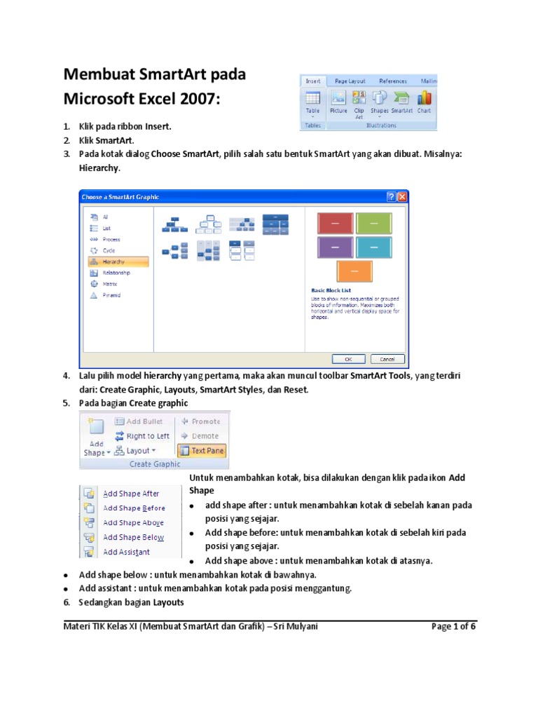 Membuat SmartArt Dan Grafik Pada Microsoft Excel 2007 | PDF