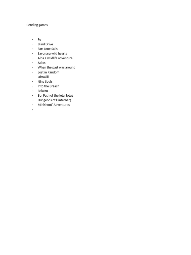 Pending Games | PDF