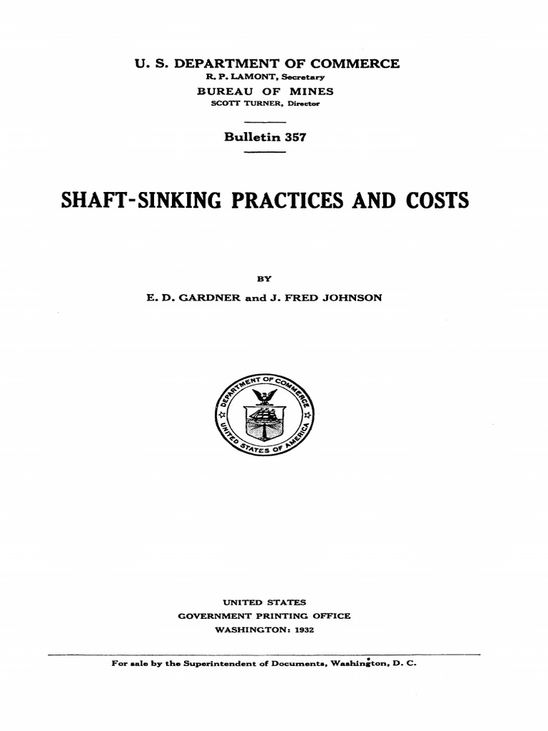 Shaft-Sinking Practices and Costs: S. Department of Commerce | PDF | Mining | Heavy Industry