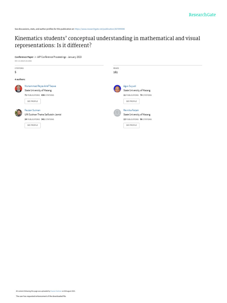 Kinematics Students' Conceptual Understanding in Mathematical and ...