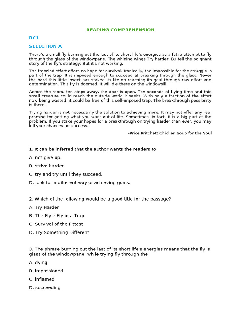 Reading Comprehension Reviewer | PDF | Coffee