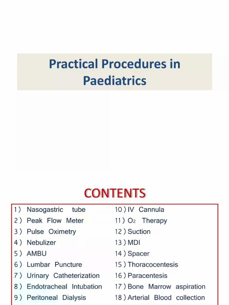 Practicalprocedurein Pediatrics | PDF