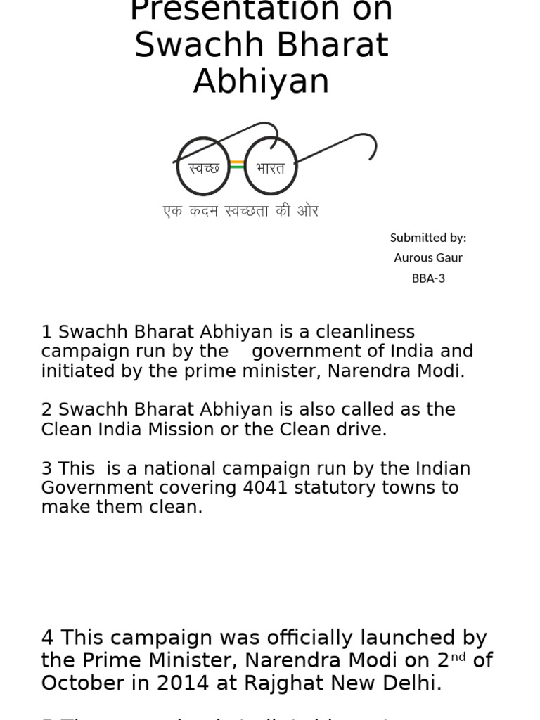 Presentation On Swachh Bharat Abhiyan Pdf Sanitation Waste Management