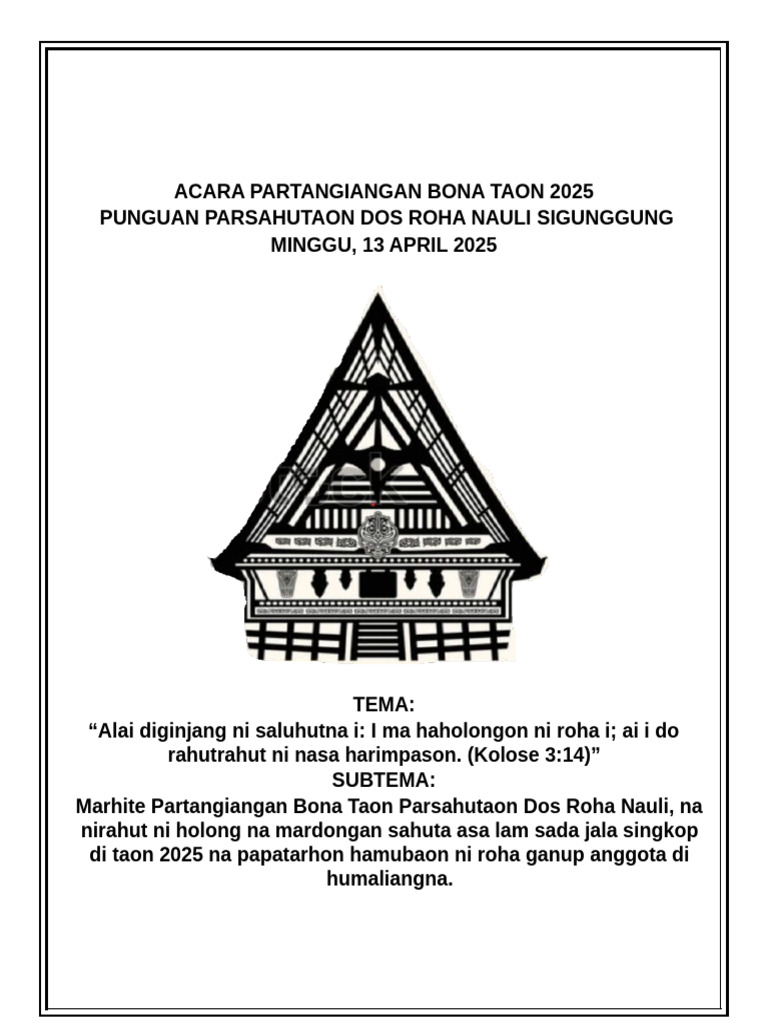 ACARA BONA TAON PaRSAHUTAON Dos Roha Nauli 13-04-2025 PKU | PDF