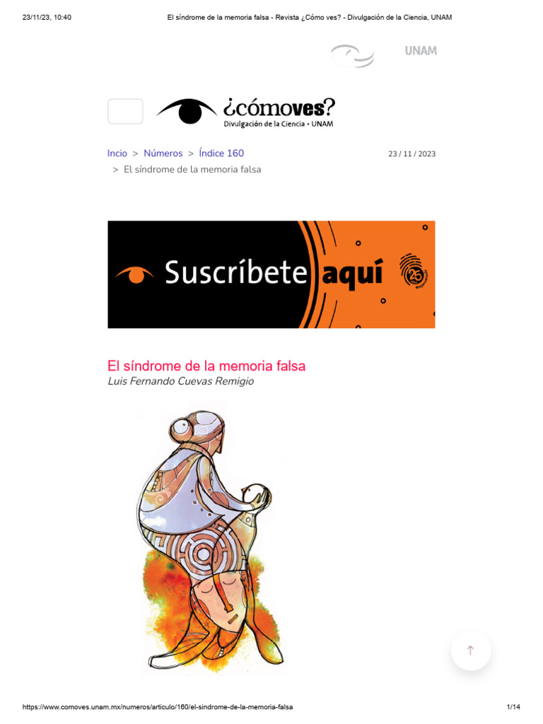 El Síndrome de La Memoria Falsa - Revista ¿Cómo Ves - Divulgación de La ...