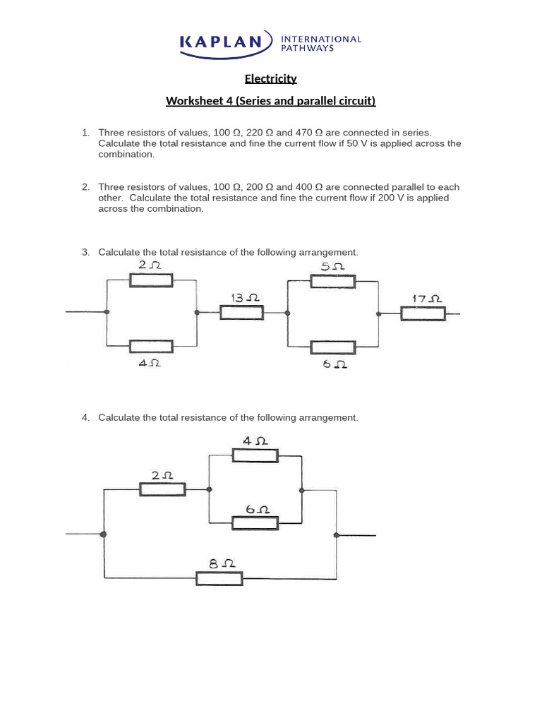 2.1.g-Develop-Worksheet 4- Series and Parallel circuit | PDF