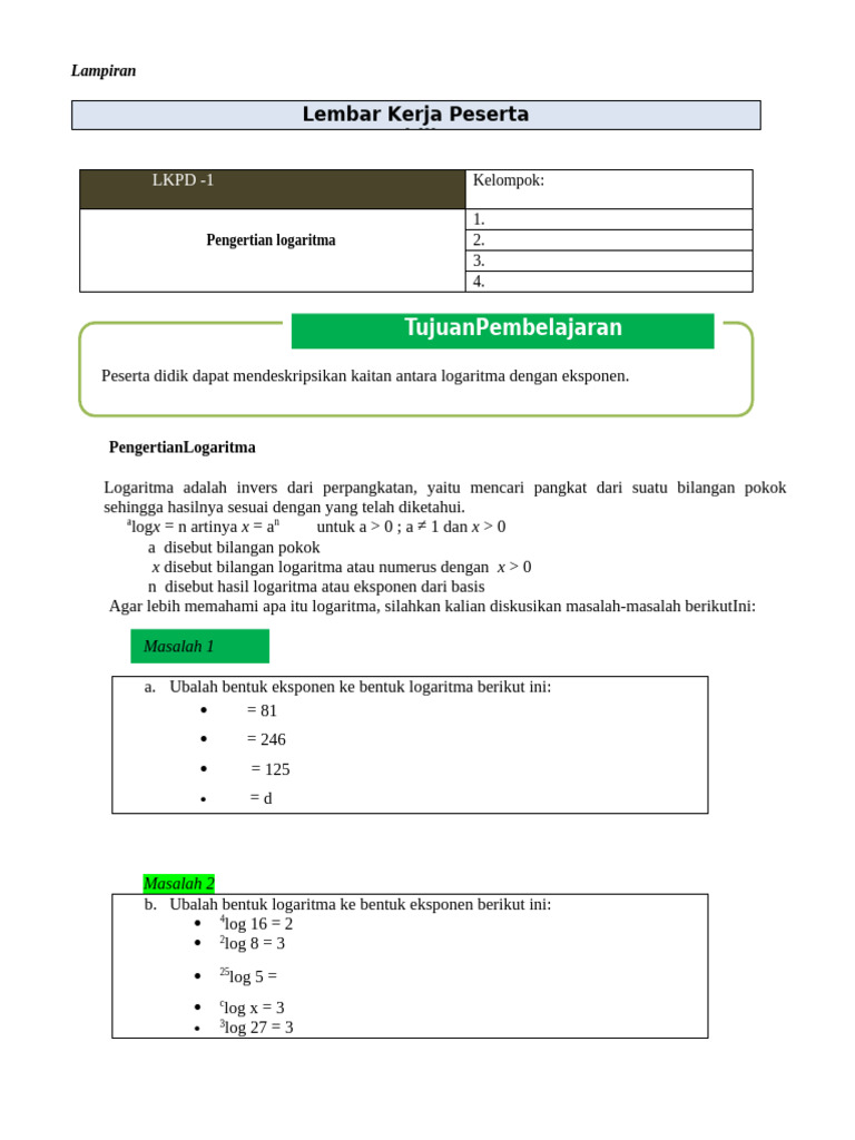 LKPD Logaritma | PDF