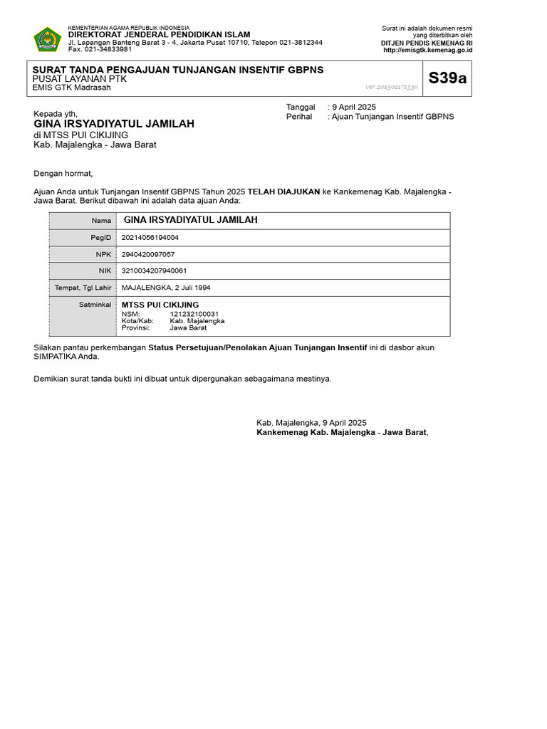 S39a GINA IRSYADIYATUL | PDF