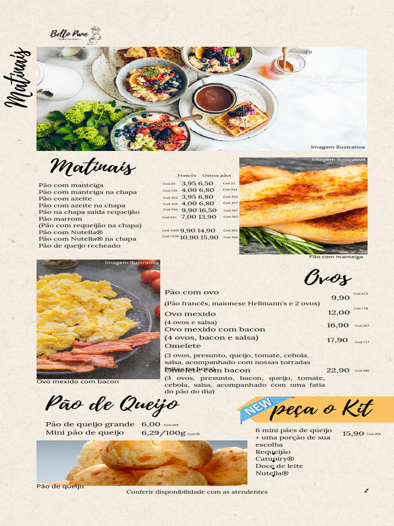 Cardapio Padaria Bello Pane 3 PDF | PDF | Cachorro-quente | Hambúrgueres