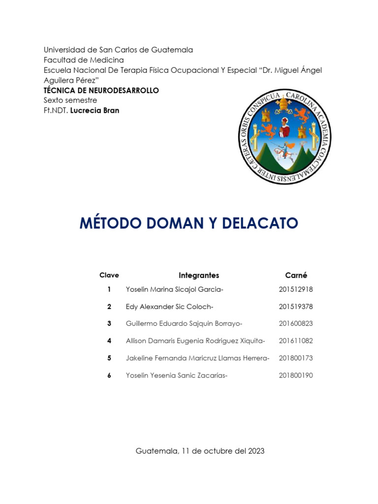 Grupo 1-Trabajo MÉTODO DOMAN DELACATO | PDF | Cerebro | Percepción