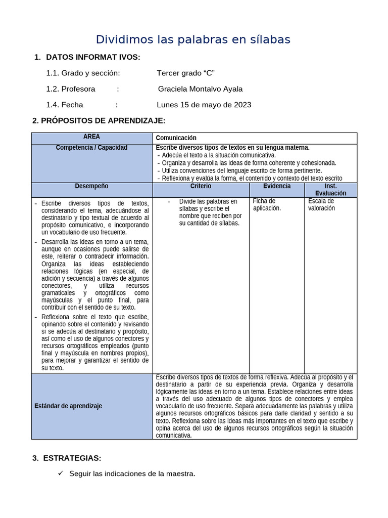 Dividimos Las Palabras en Silabas | PDF | Comunicación humana ...