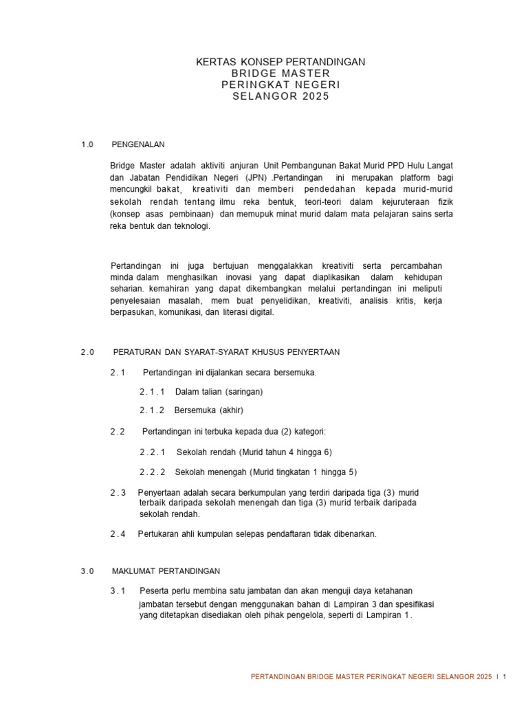 Pertandingan Bridge Master 2025 | PDF