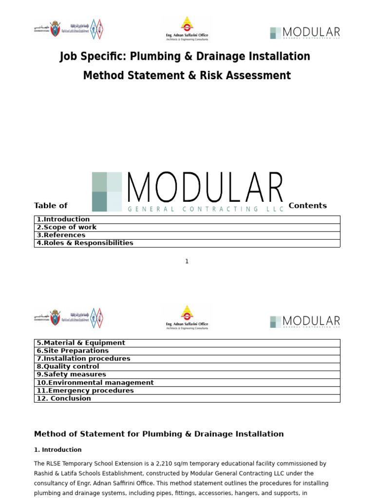 MS For Plumbing & Drainage | PDF | Pipe (Fluid Conveyance) | Plumbing