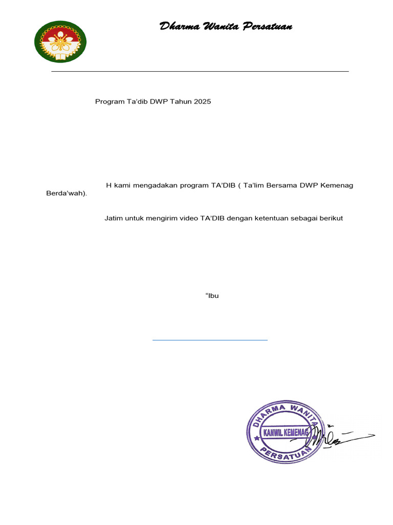 B.16 Program Ta'dib DWP Kemenag Jatim Tahun 2025 REVISI | PDF