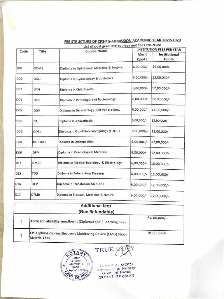 Fee Struc and Reciept | PDF