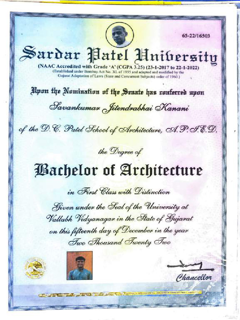 Savan Degree of B. Arch. - Compressed | PDF
