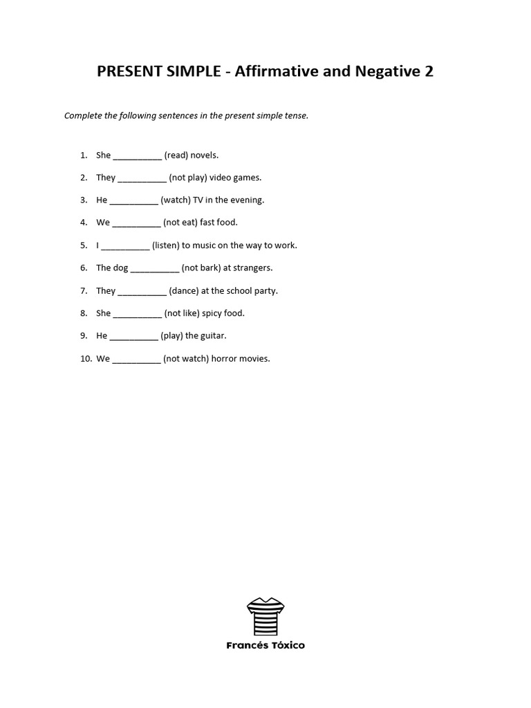 PRESENT SIMPLE - Affirmative and Negative 2 | PDF