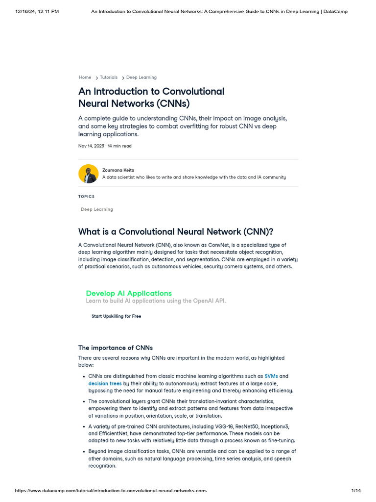 An Introduction To Convolutional Neural Networks A Comprehensive Guide To Cnns In Deep Learning