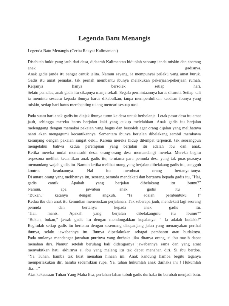Legenda Batu Menangis | PDF