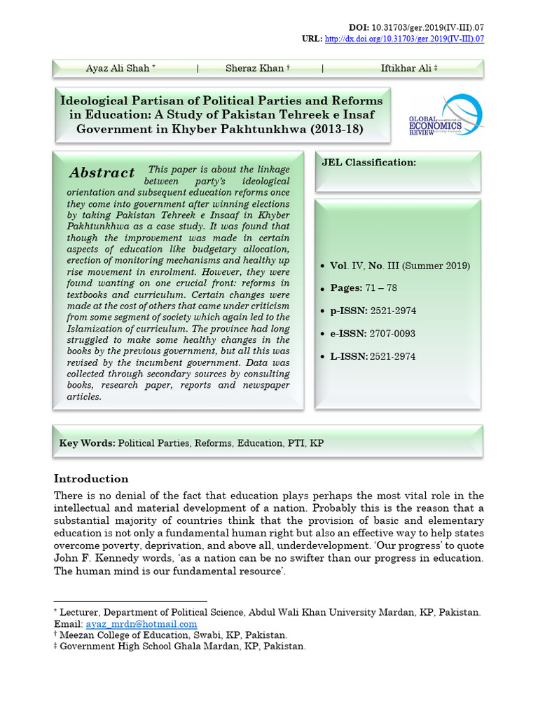 Ideological_Partisan_of_Political_Parties_and_Refo (1) | PDF | Pakistan