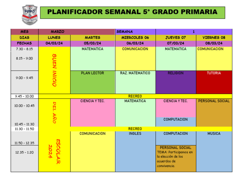 Programador Semanal N°1 Marzo 2024 | PDF