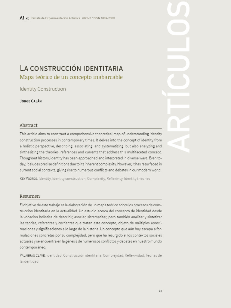 Mapa Teórico de la Construcción Identitaria | PDF | Experiencia ...