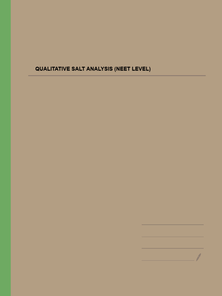 Qualitative Salt Analysis (Neet) | PDF | Salt (Chemistry) | Sets Of ...