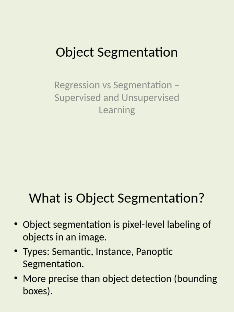 Object Segmentation Presentation | PDF | Image Segmentation | Statistical Classification