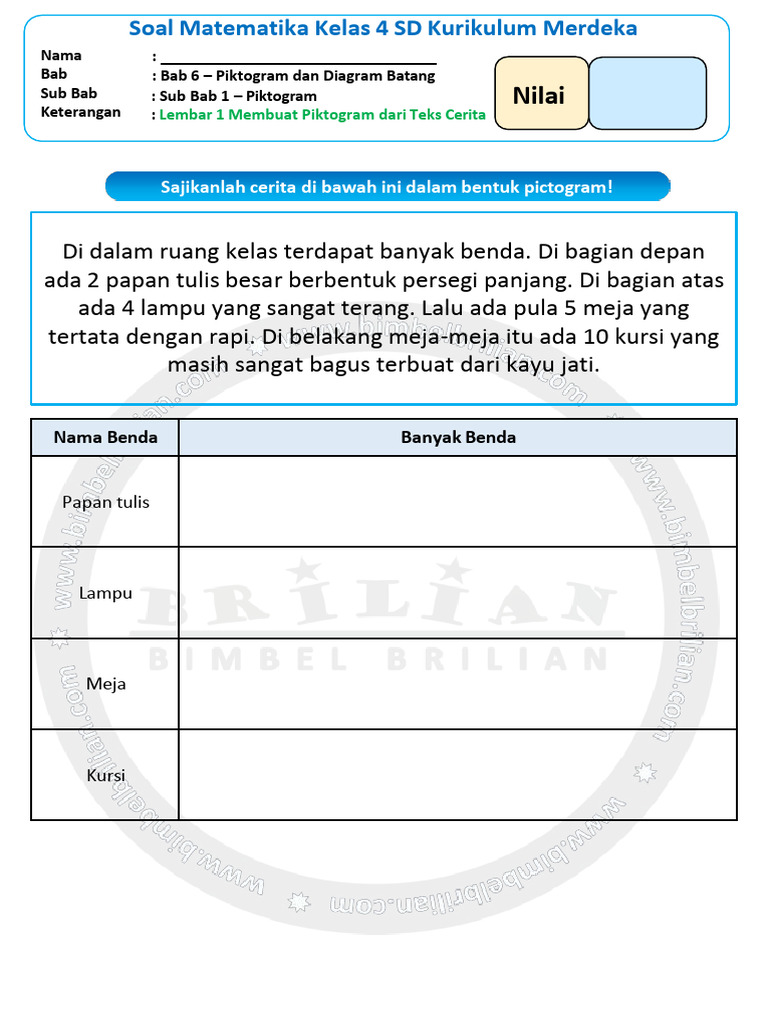 Soal Piktogram Matematika Kelas 4 SD | PDF