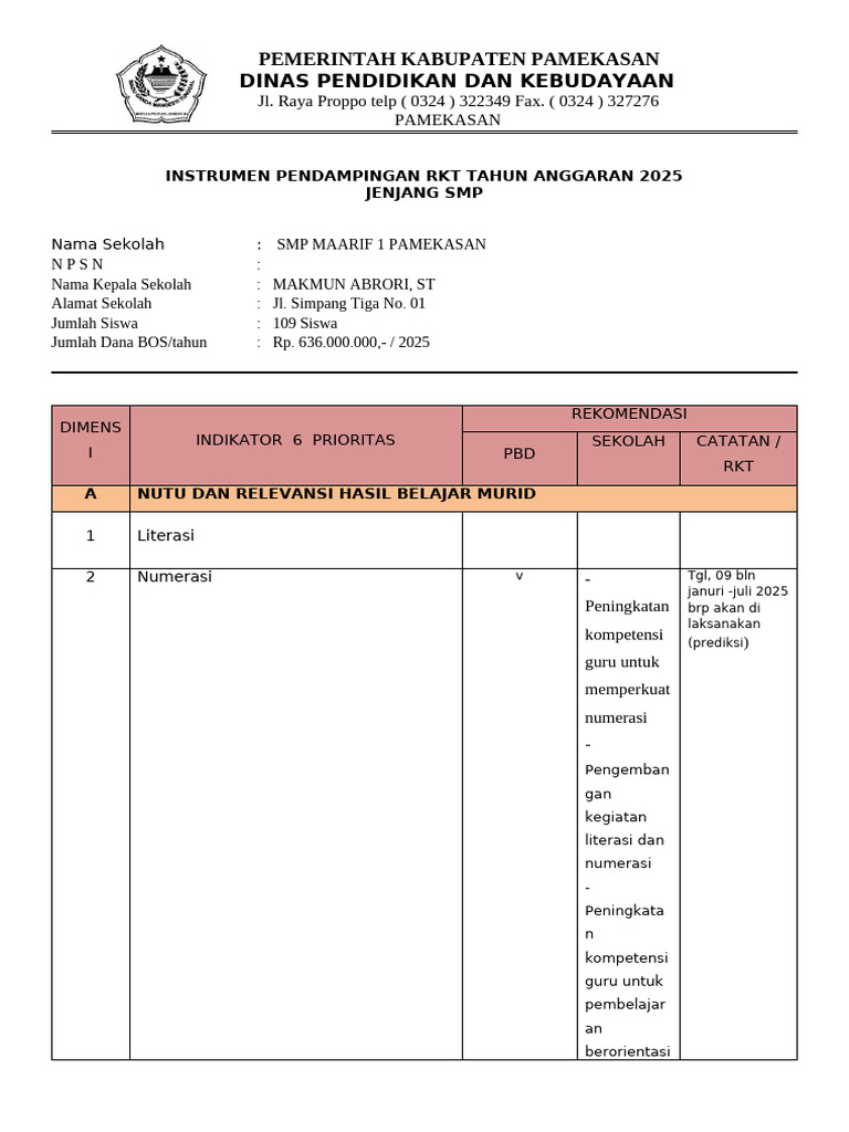 Contoh Instrumen RKT | PDF