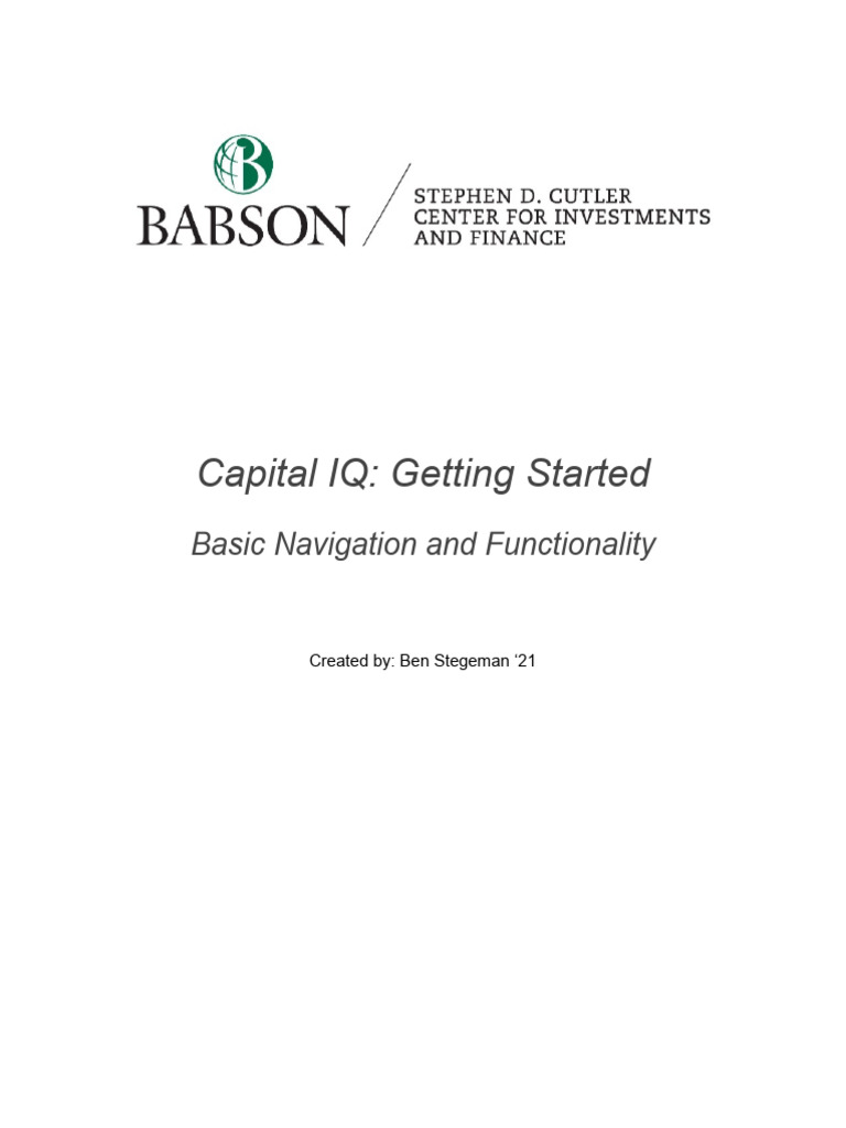 CapIQ Basic Functionality and Navigation Stegeman FINAL | PDF ...