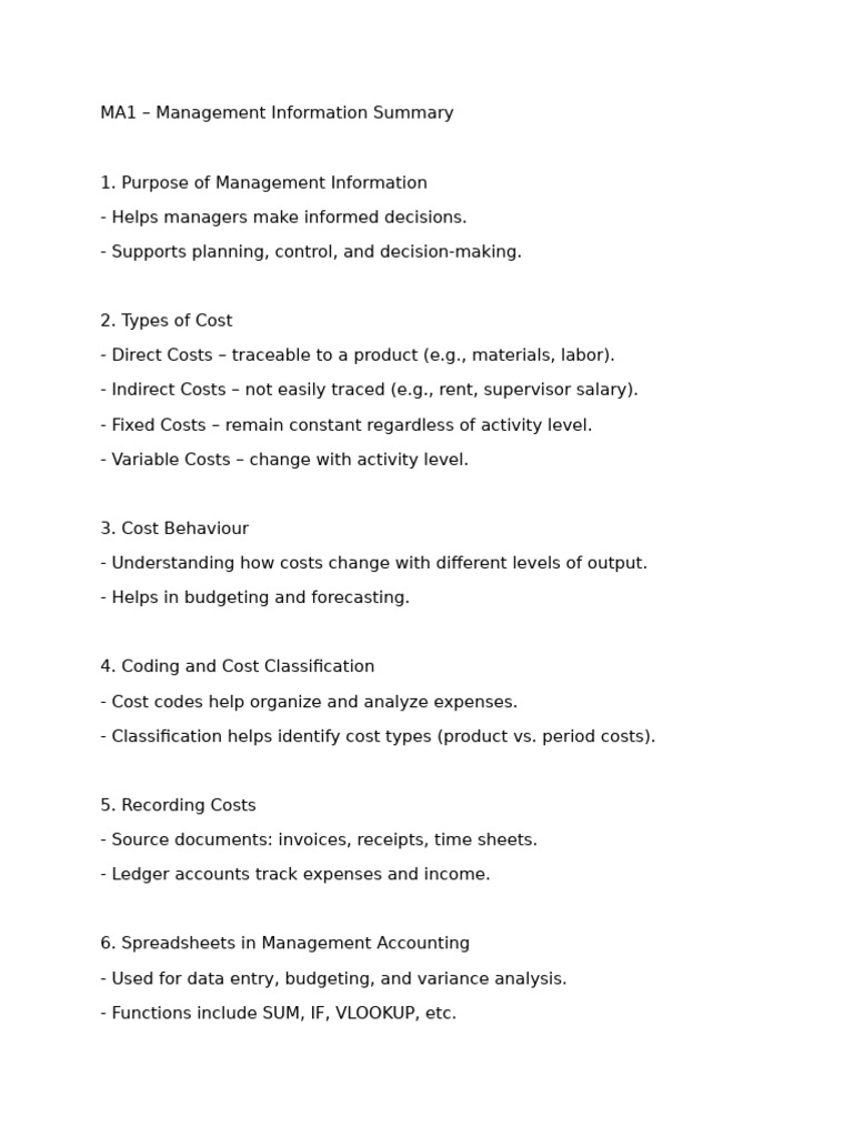 MA1 Management Information Summary.p | PDF