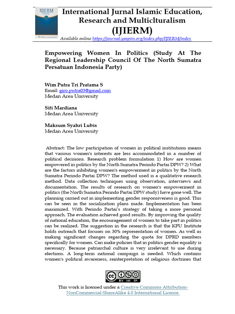 Empowering Women in Politics Study at the Regional | PDF