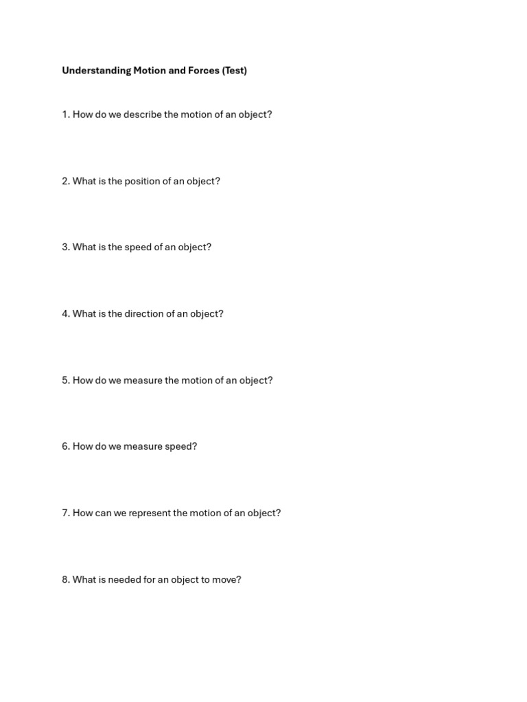 Motion and Forces: Key Concepts Test | PDF
