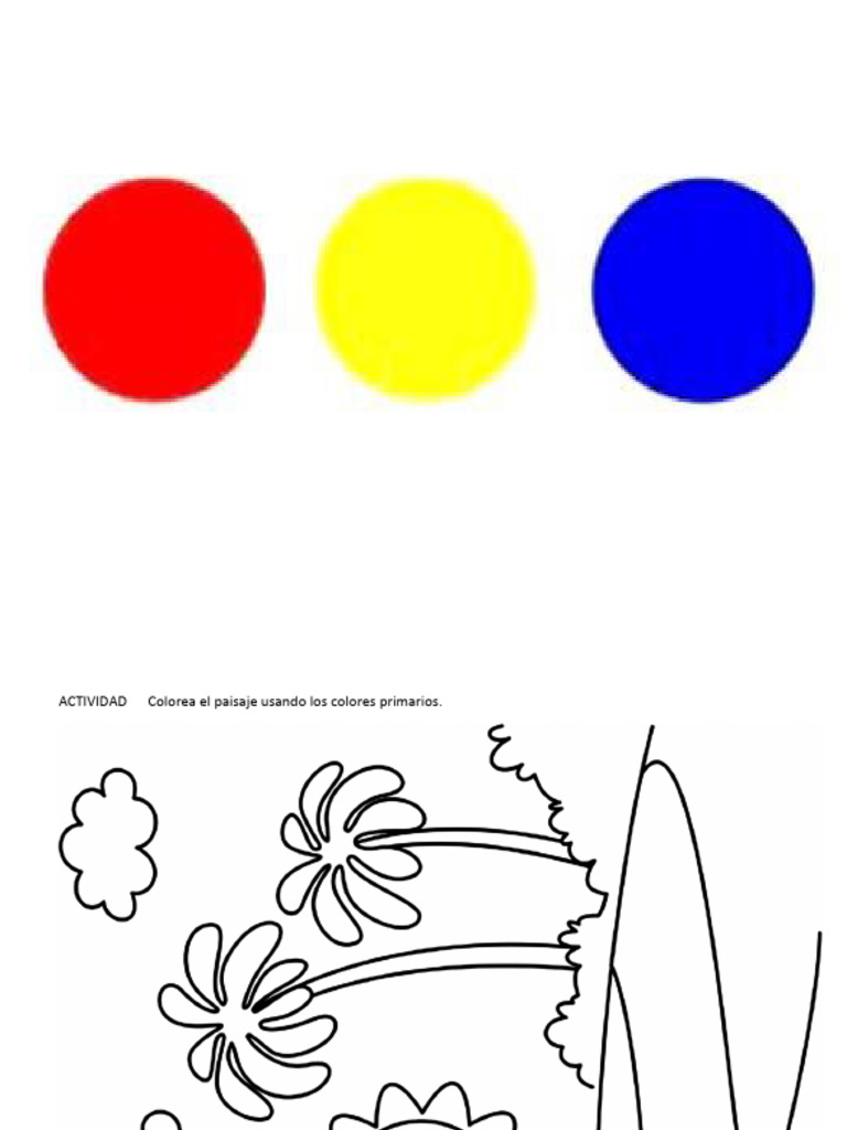 ACTIVIDAD Colorea El Paisaje Usando Los Colores Primarios | PDF
