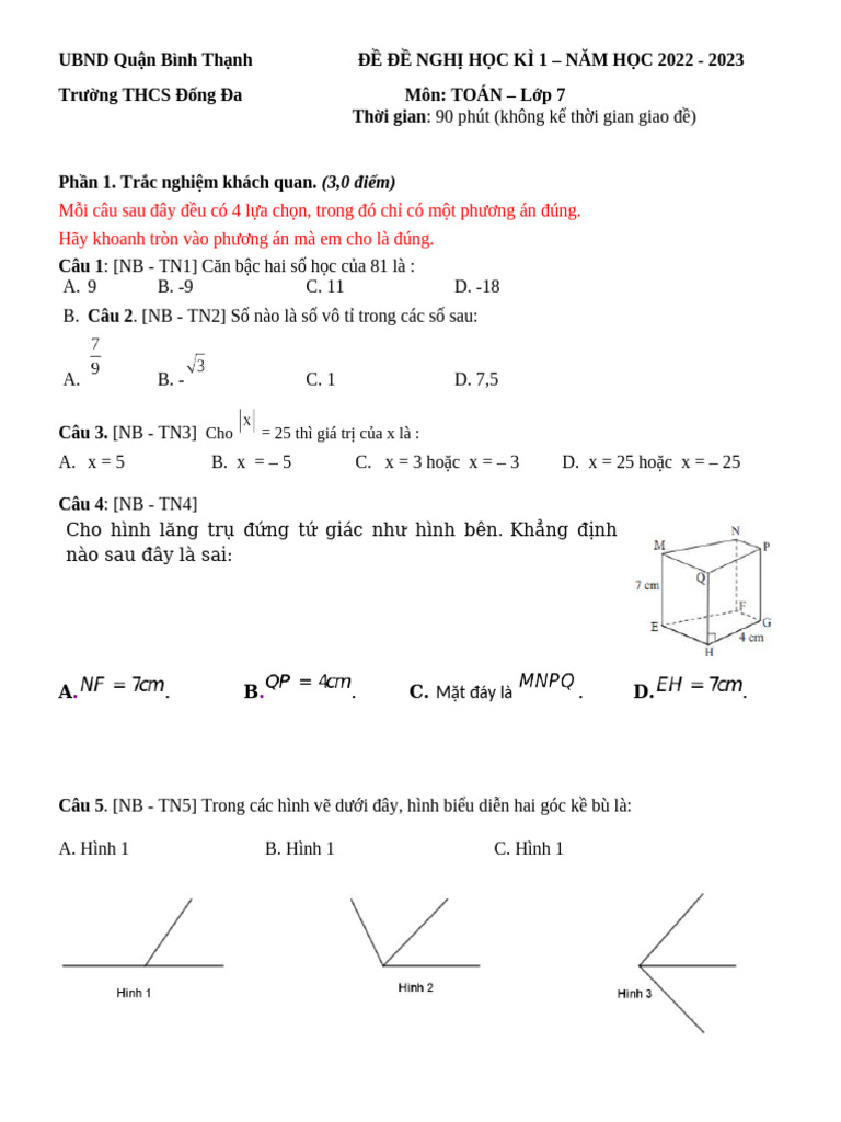 ĐĐ7 HK1 22 23 | PDF