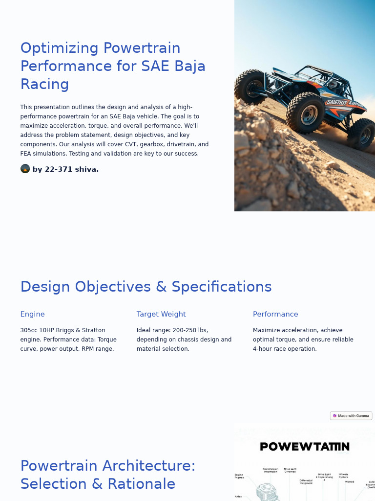 Optimizing Powertrain Performance for SAE Baja Racing | PDF | Gear | Vehicles