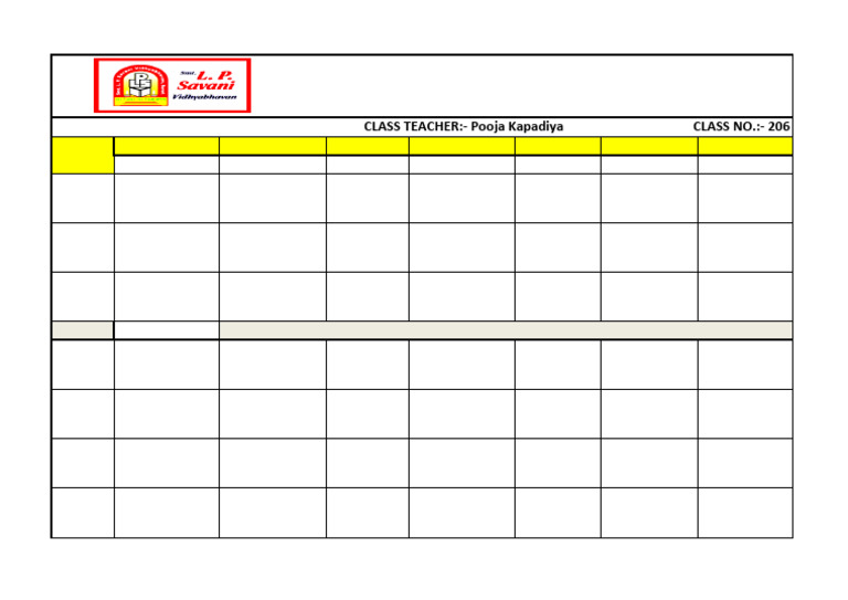 Grade 1 Time Table | PDF