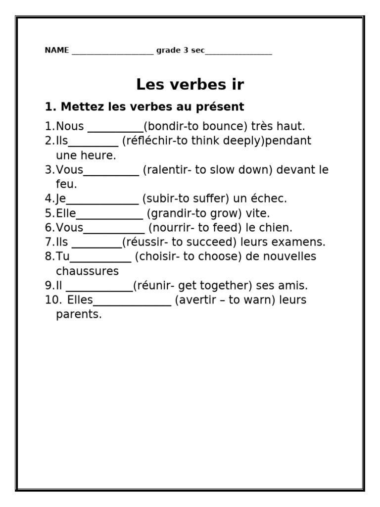 Exercices sur les verbes ir au présent | PDF