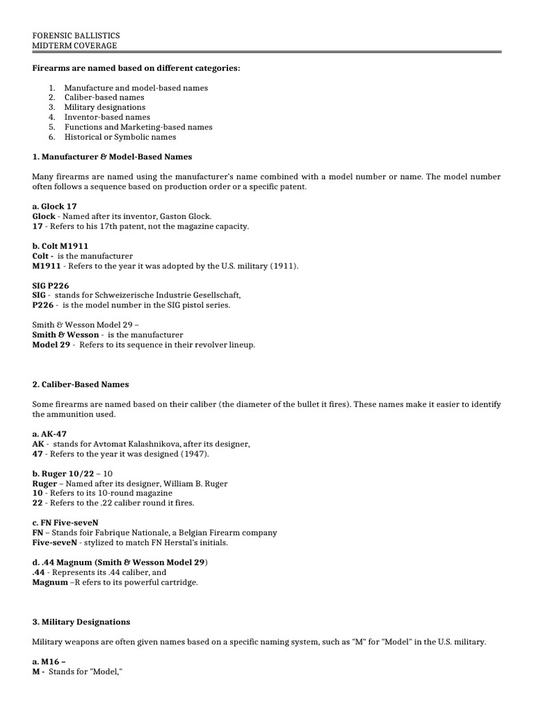 Forensic Ballistics: Firearm Naming & Tools | PDF | Projectile Weapons ...