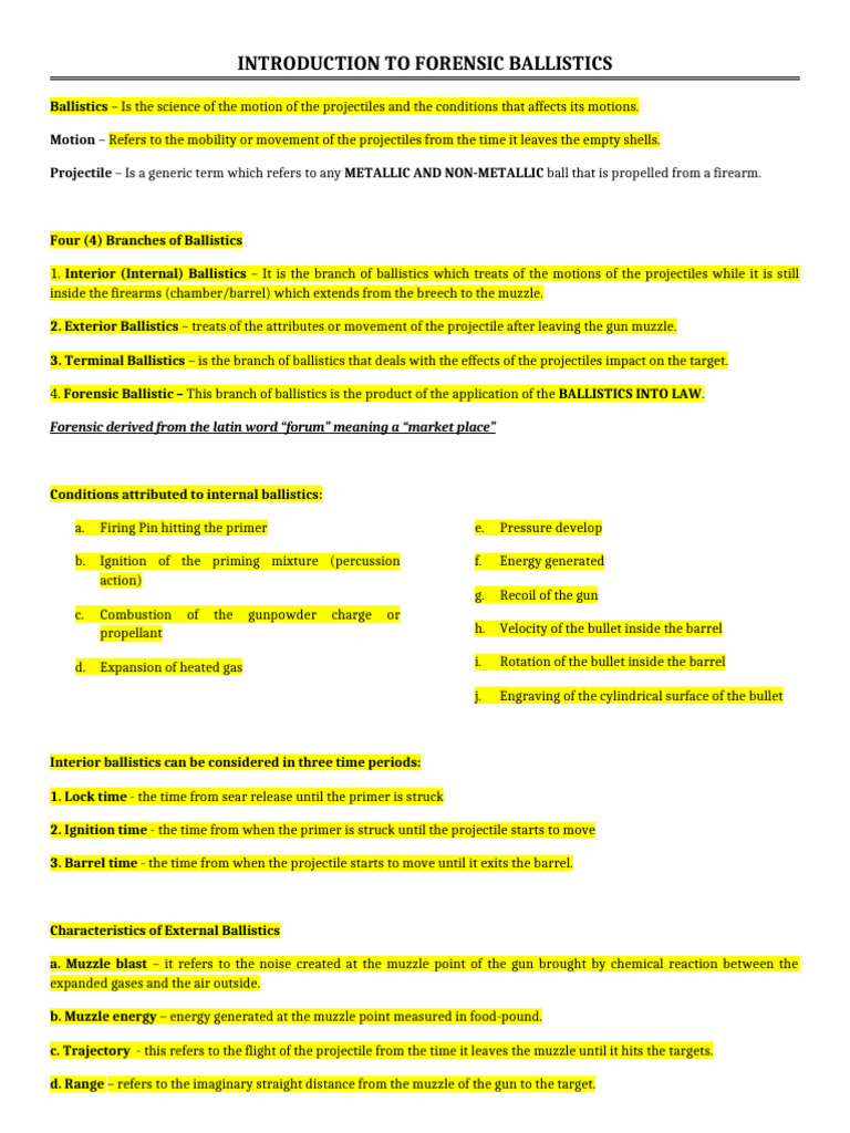 Introduction To Forensic Ballistics 1 | PDF | Firearms | Gun Barrel