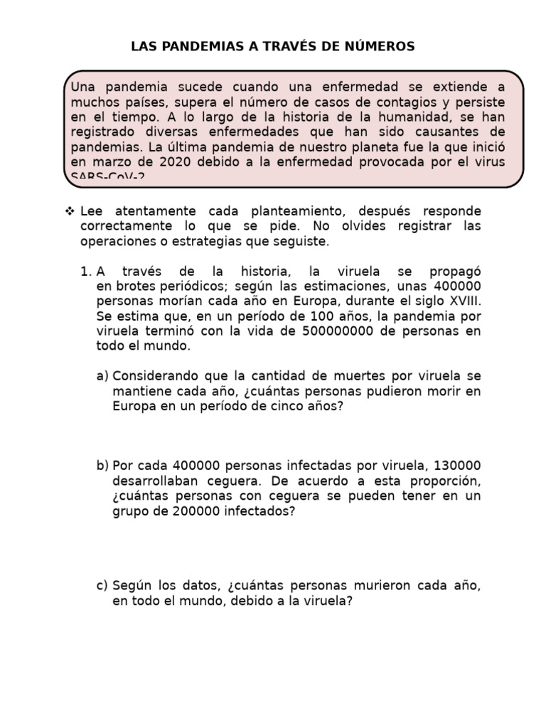 Las Pandemias A Través de Números | PDF