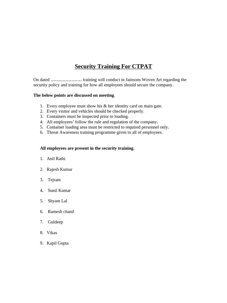 Security Training for CTPAT | PDF