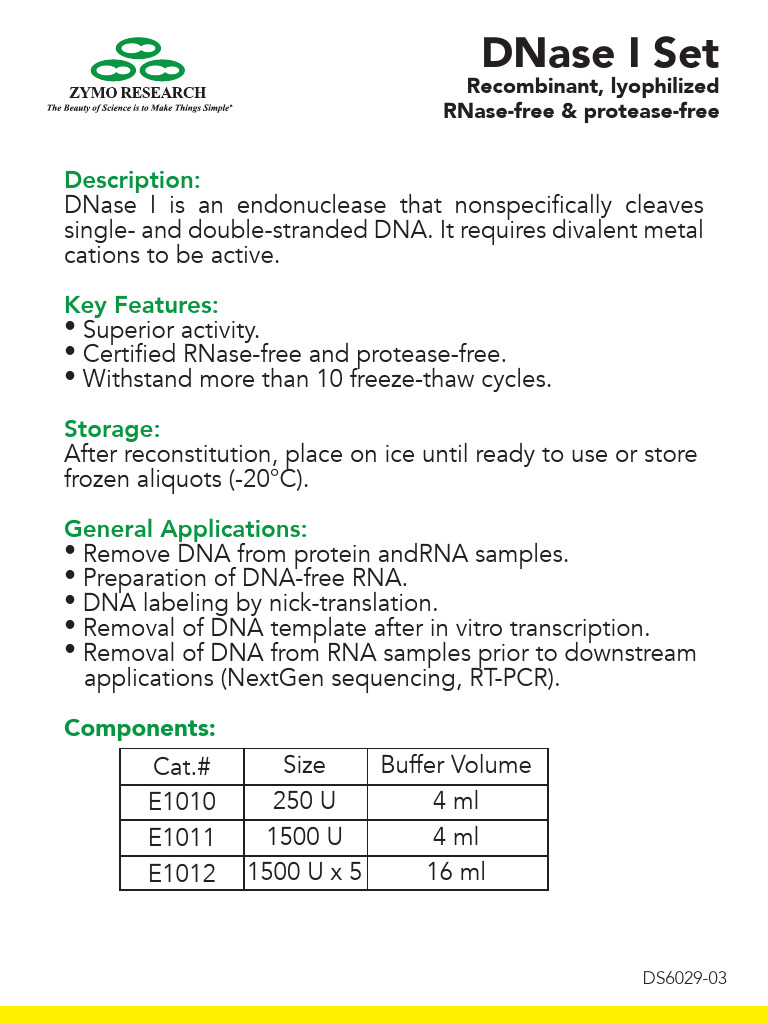 E1010 Dnase I and Dna Digestion Buffer Set | PDF