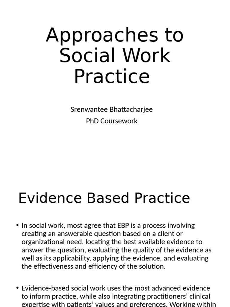 Approaches To Social Work | PDF | Evidence Based Practice | Social Work