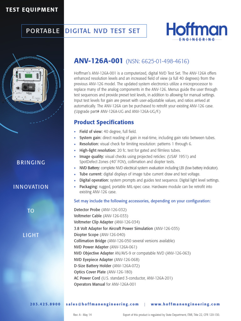 Digital NVD Test Set Data Sheet | PDF | Equipment | Electrical Engineering