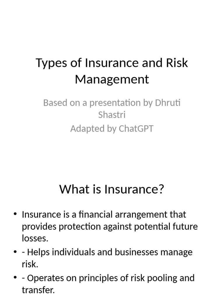 Types of Insurance and Risk Management | PDF